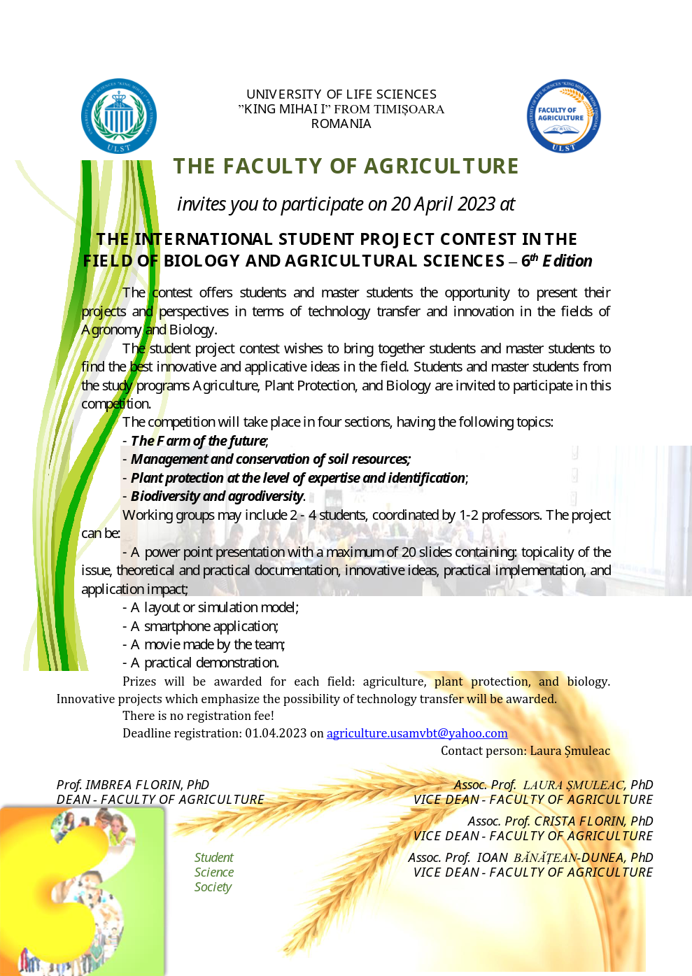 THE INTERNATIONAL STUDENT PROJECT CONTEST IN THE FIELD OF BIOLOGY AND ...