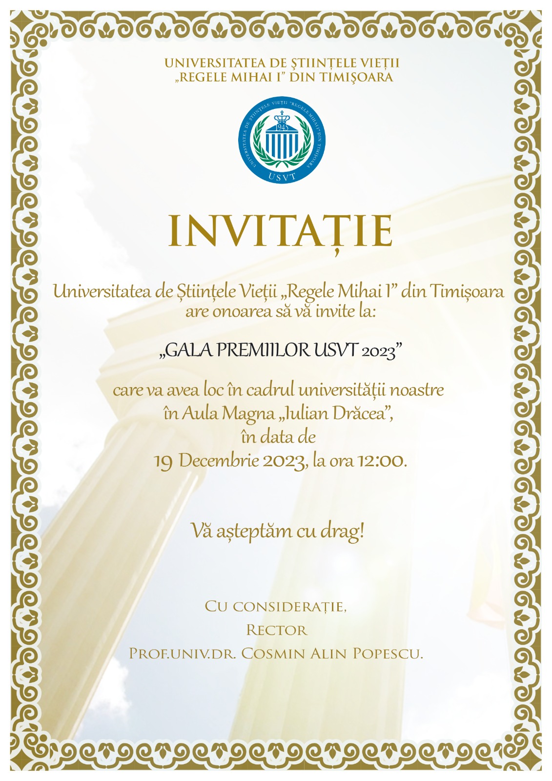 GALA PREMIILOR USVT 2023 | UNIVERSITATEA DE ȘTIINȚELE VIEȚII „REGELE ...